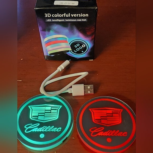Other | 2 Cadillac Led Color Changing Usb Charged Car Cupholder ...